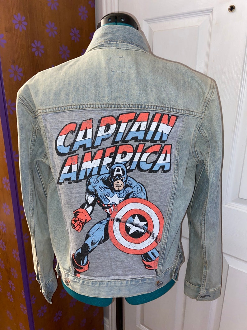 Captain America Denim Jacket - Etsy
