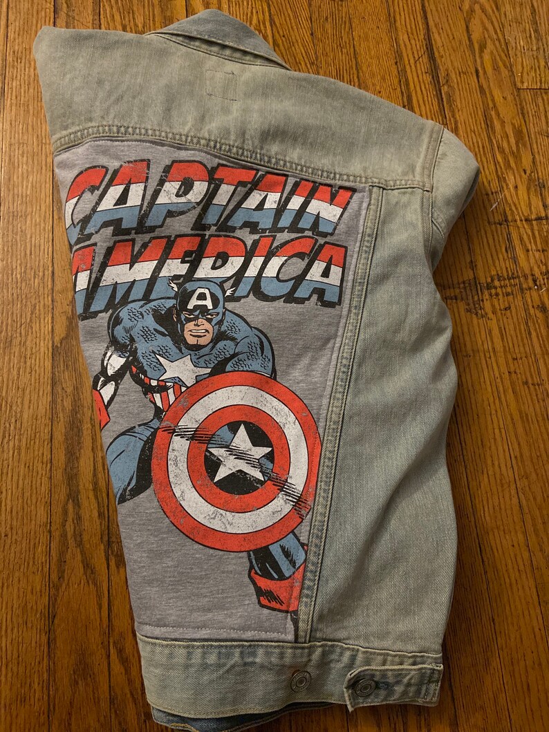 Captain America Denim Jacket - Etsy