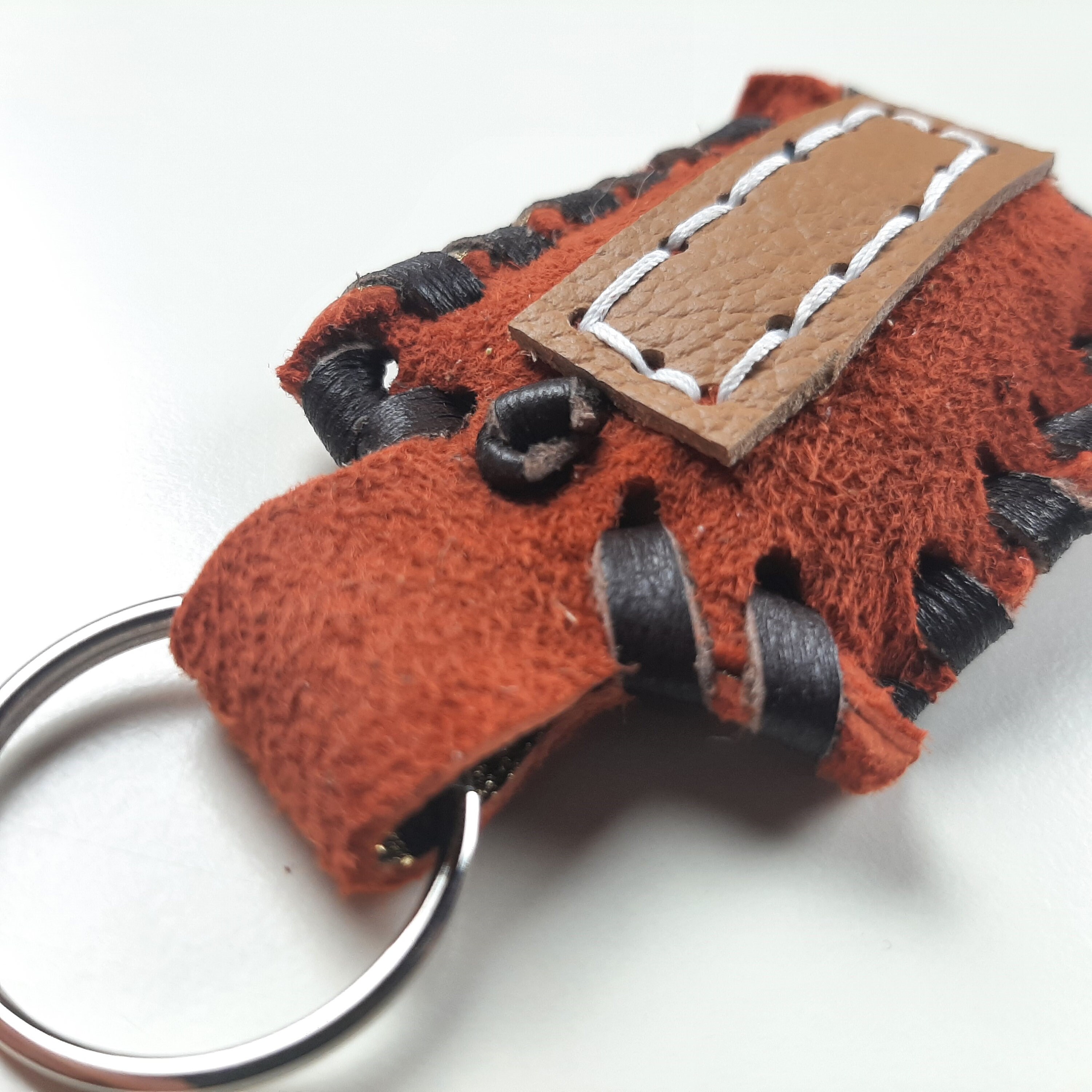 Real Leather Key Chain, Handmade, Foam Interior With Steel Ring - Etsy