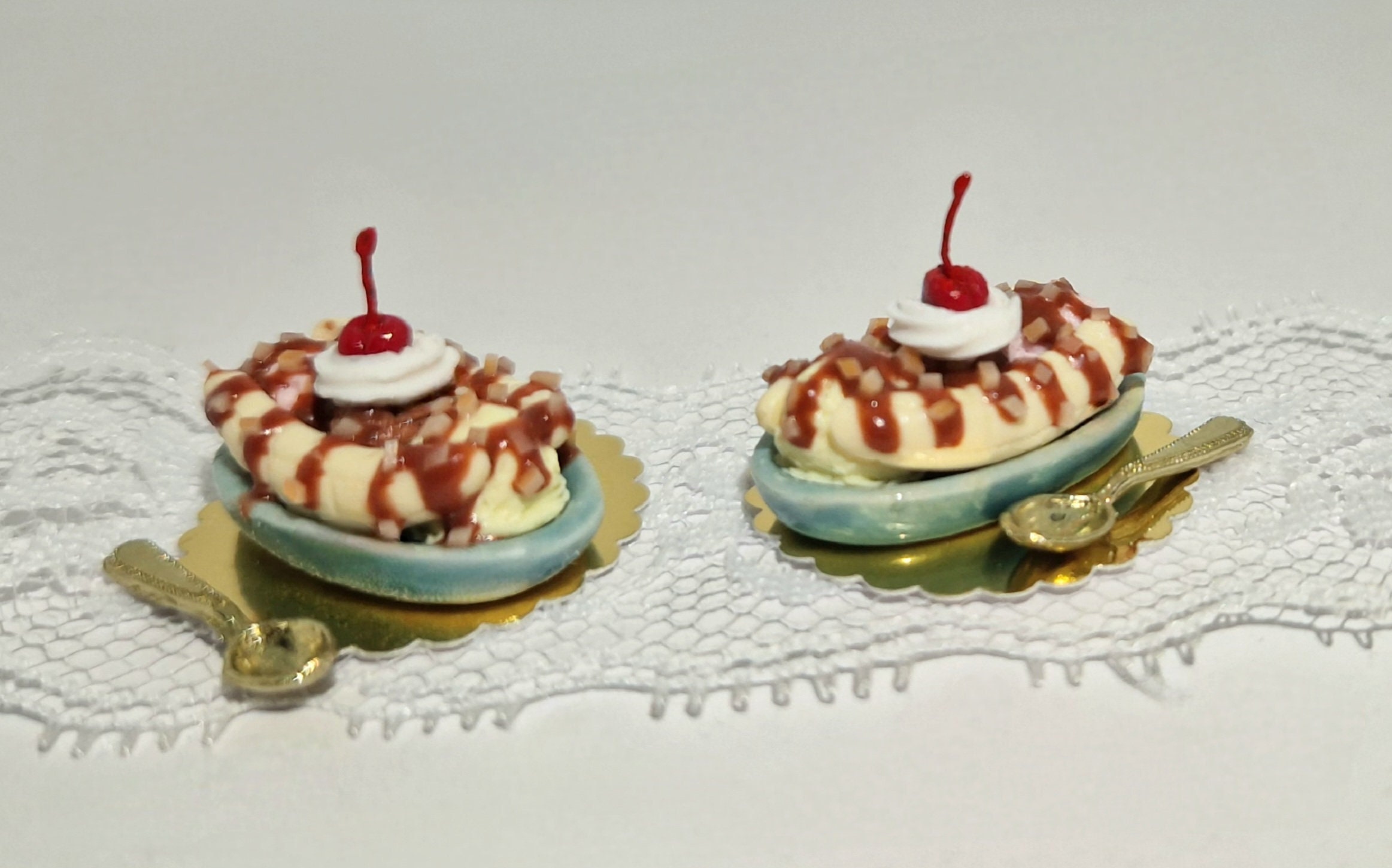 Classic Banana Split Ice-cream Sundaes - Dolls House Miniature Food ...