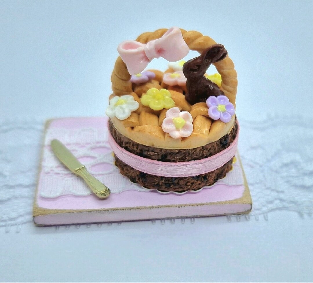 UNIQUE Easter Basket Illusion Cake Dolls House Easter Miniature Food ...
