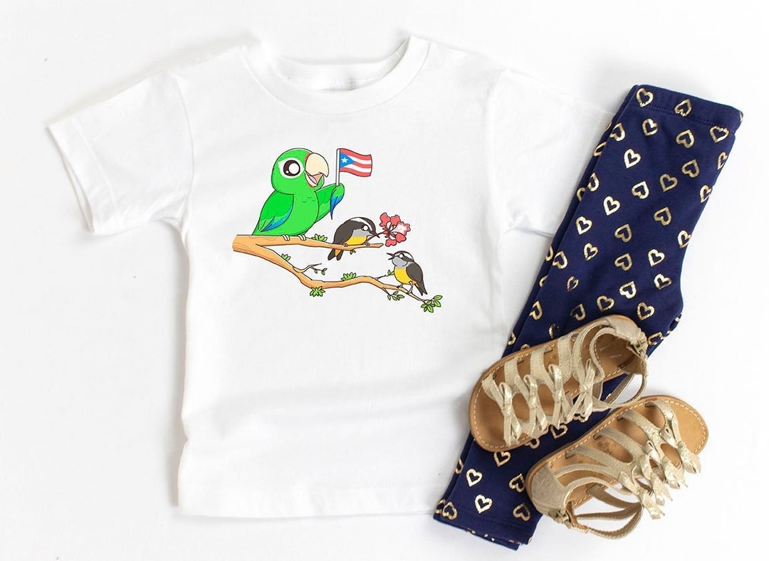 Toddler Size | Cute Puerto Rico Parrot and Reinitas Shirt | Puerto ...