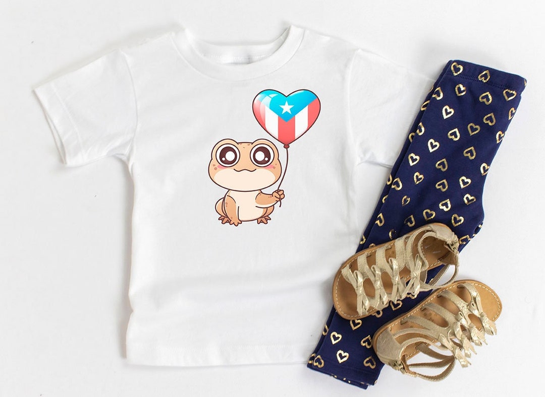 Toddler Size | Cute Puerto Rico Coqui Frog Shirt | Puerto Rican Flag ...