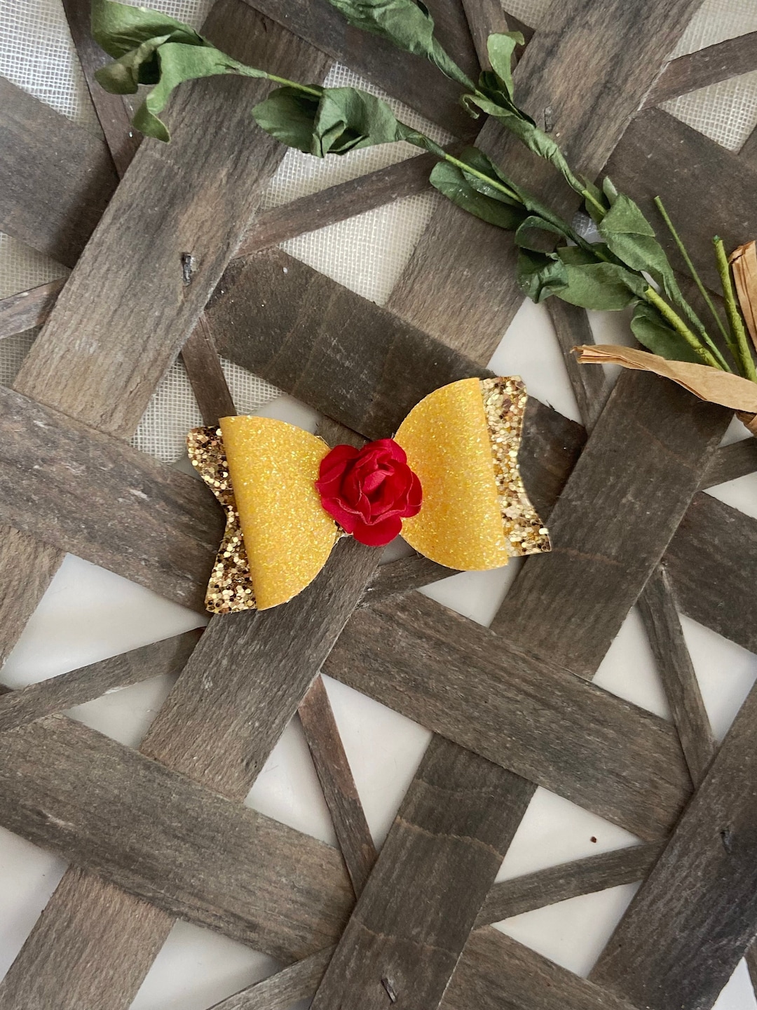 Beauty & the Beast Inspired Bow, Belle Inspired Hair Bow, Disney Hair ...