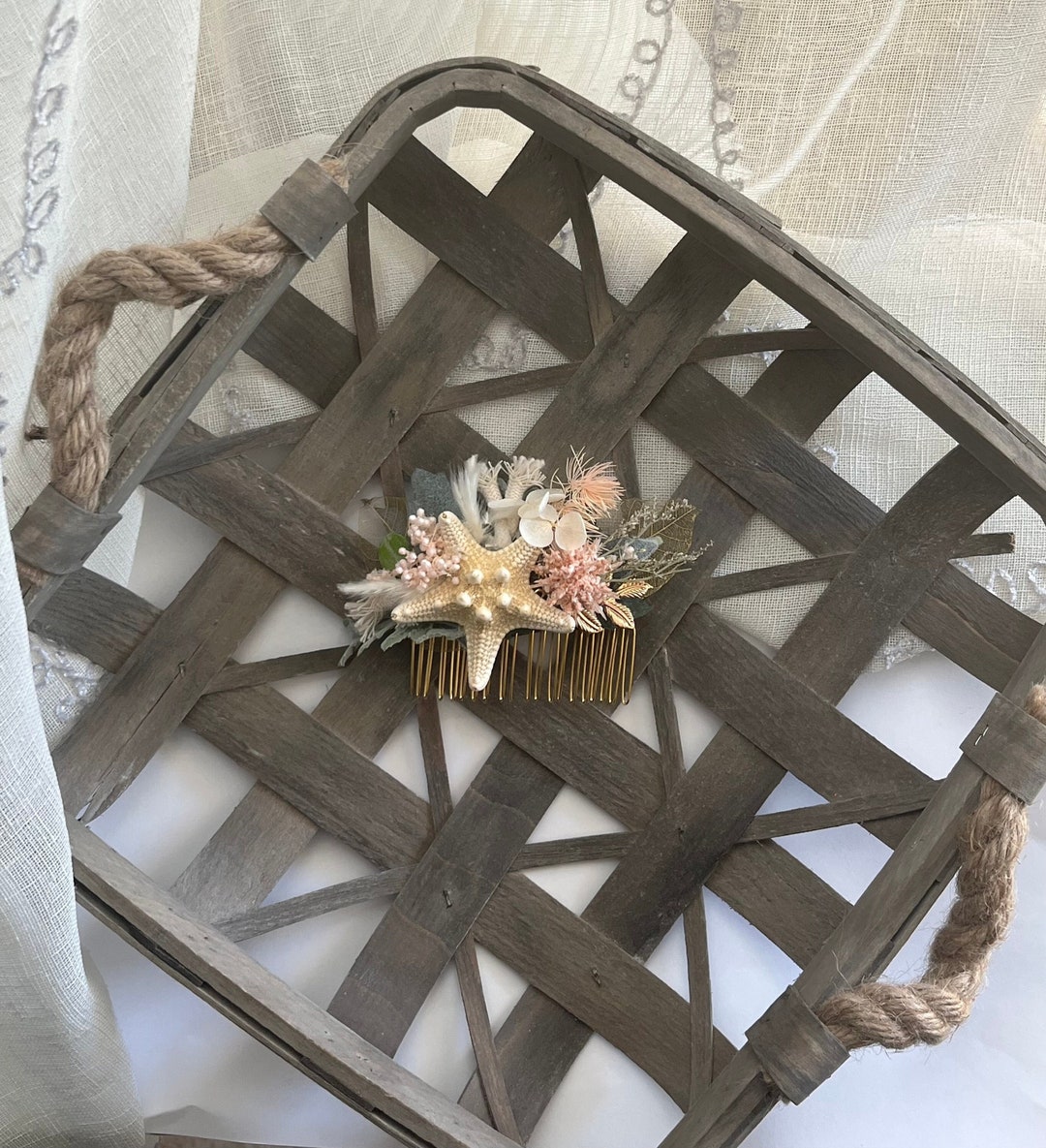 Flower Hair Comb, Bridal Hair Piece, Bridal Starfish Hair Comb ...