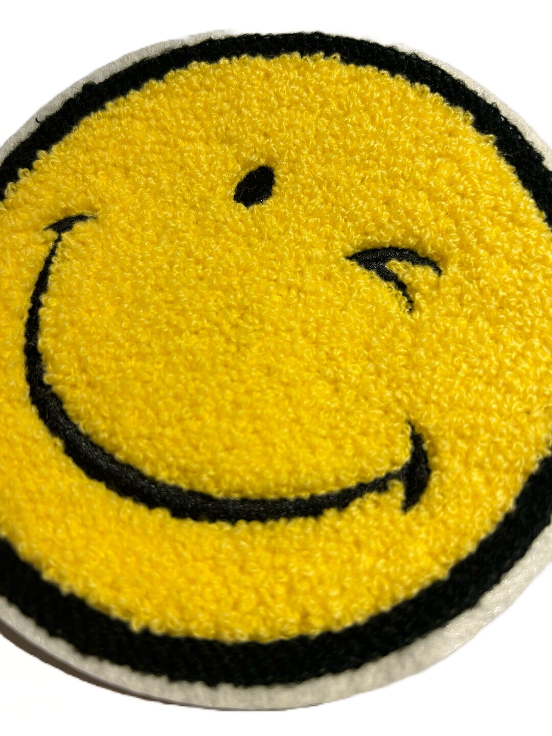 Chenille Happy Face Emoji Sew on Decorative Patch, Cool Patches, Emoji ...