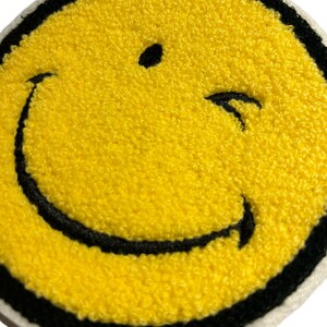 Chenille Happy Face Emoji Sew on Decorative Patch, Cool Patches, Emoji ...