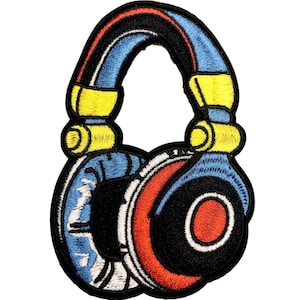 Large Headphone Music Iron on Sewing Patch, Band Patches, Rock Patch ...