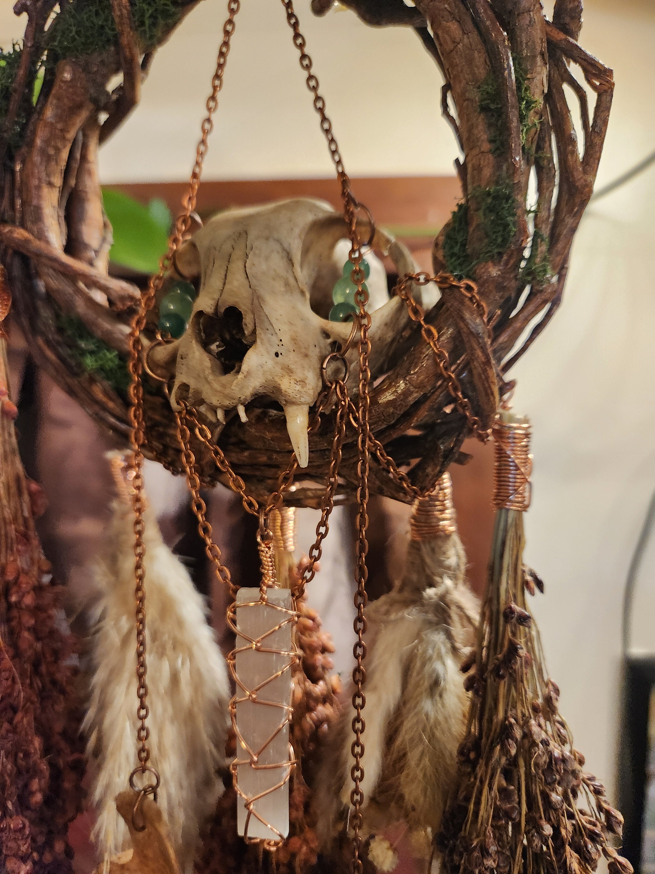 Cat Goddess Wreath, Cat Shrine, Hanging Bone Totem, Oddity Wreath ...