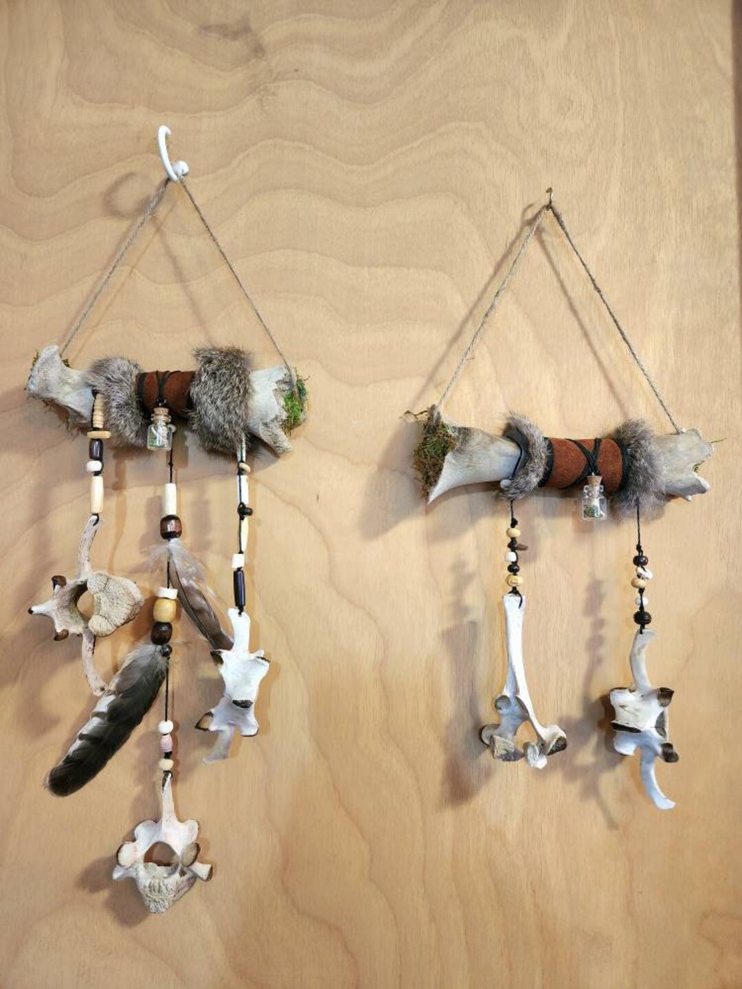 Bone Totem, Bone Chime, Cow Bones, Animal Bones, Rabbit Fur, Bone Decor ...