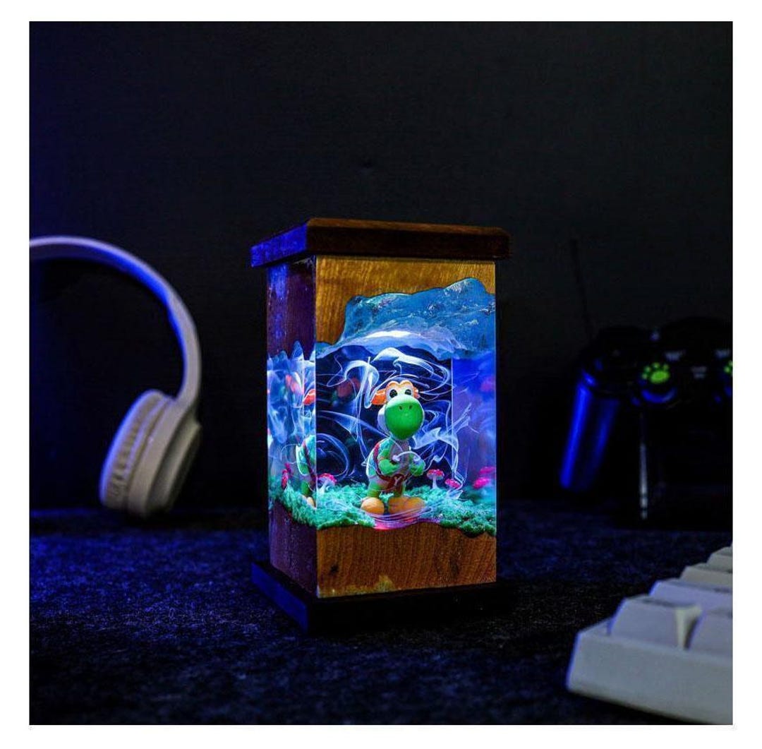 Custom Su.per Ma.ri.o Inspired Night Lamp, Yo.shi Lamp Kids Desk, Kids ...