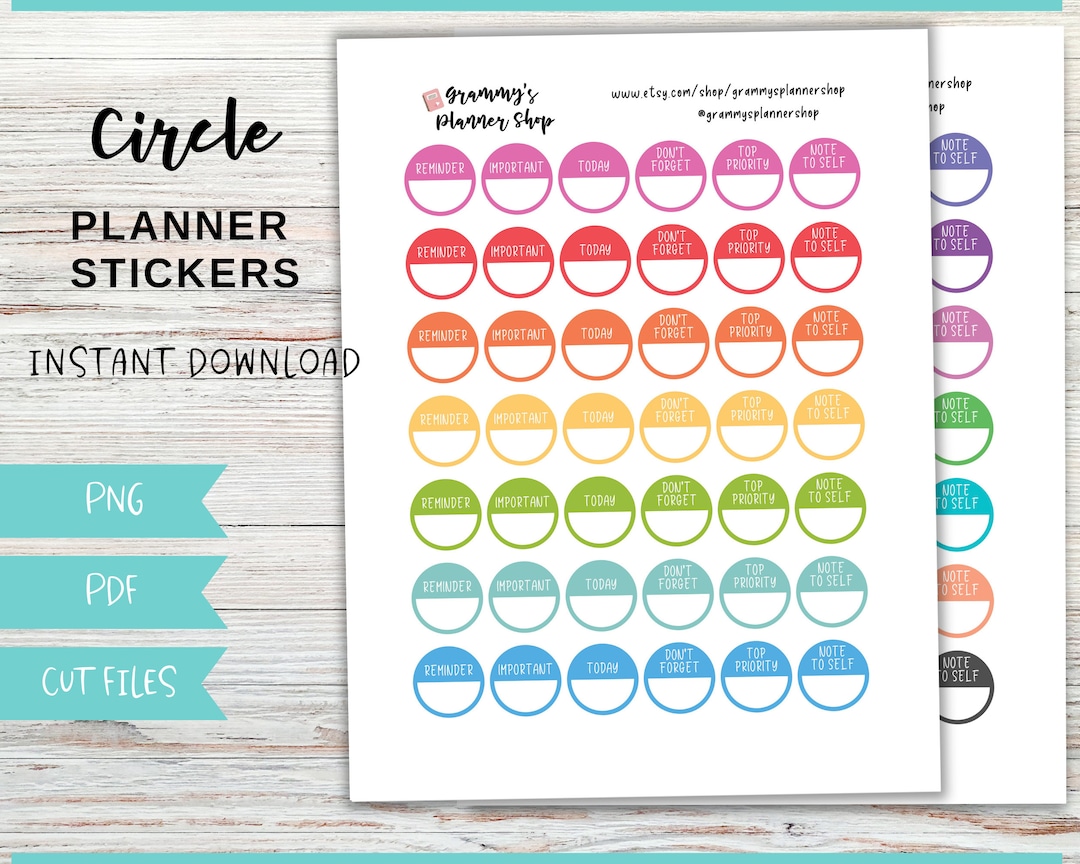 Circle Planner Stickers, Printable Circle Sticker, Erin Condren Planner ...