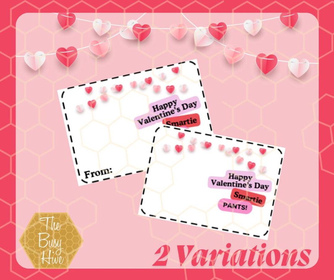 Valentine Smarties Cards | Printable Classroom Valentines | DIY Candy ...