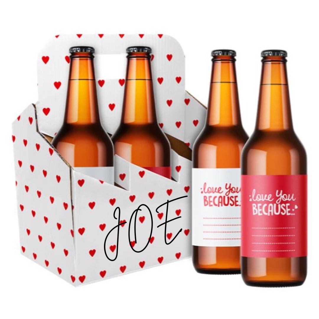 Personalised Beer Caddy Holder With I Love You Because Beer Bottle ...