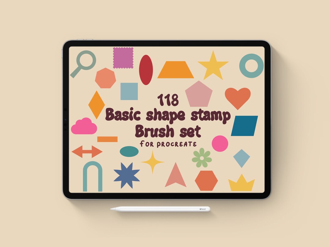 Basic Shape Stamp Brush Set, Procreate Stamps, Geometric Shapes ...