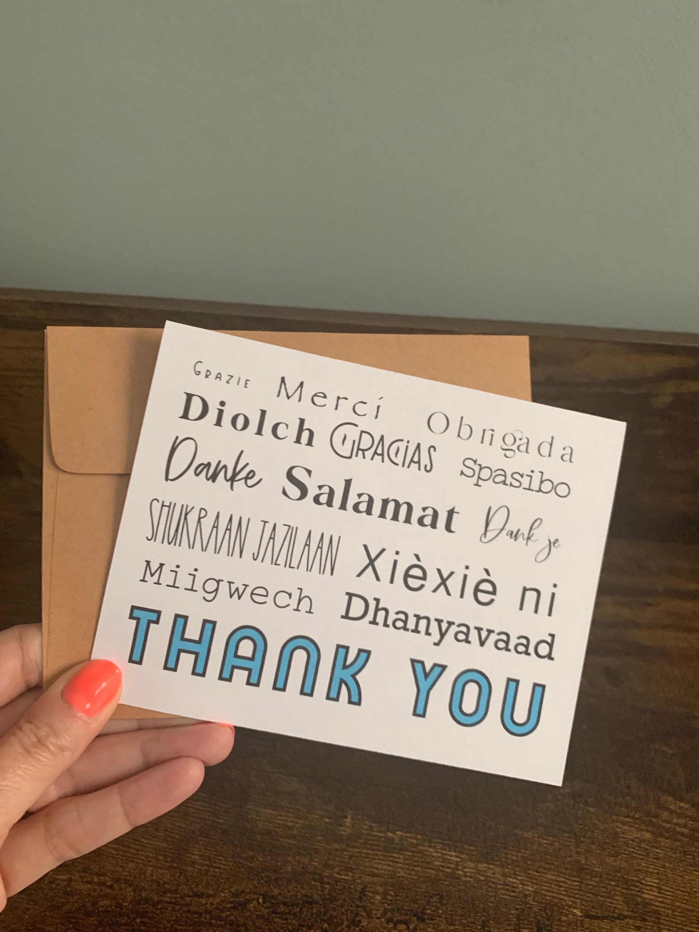 Multi-language Thank You Card - Etsy