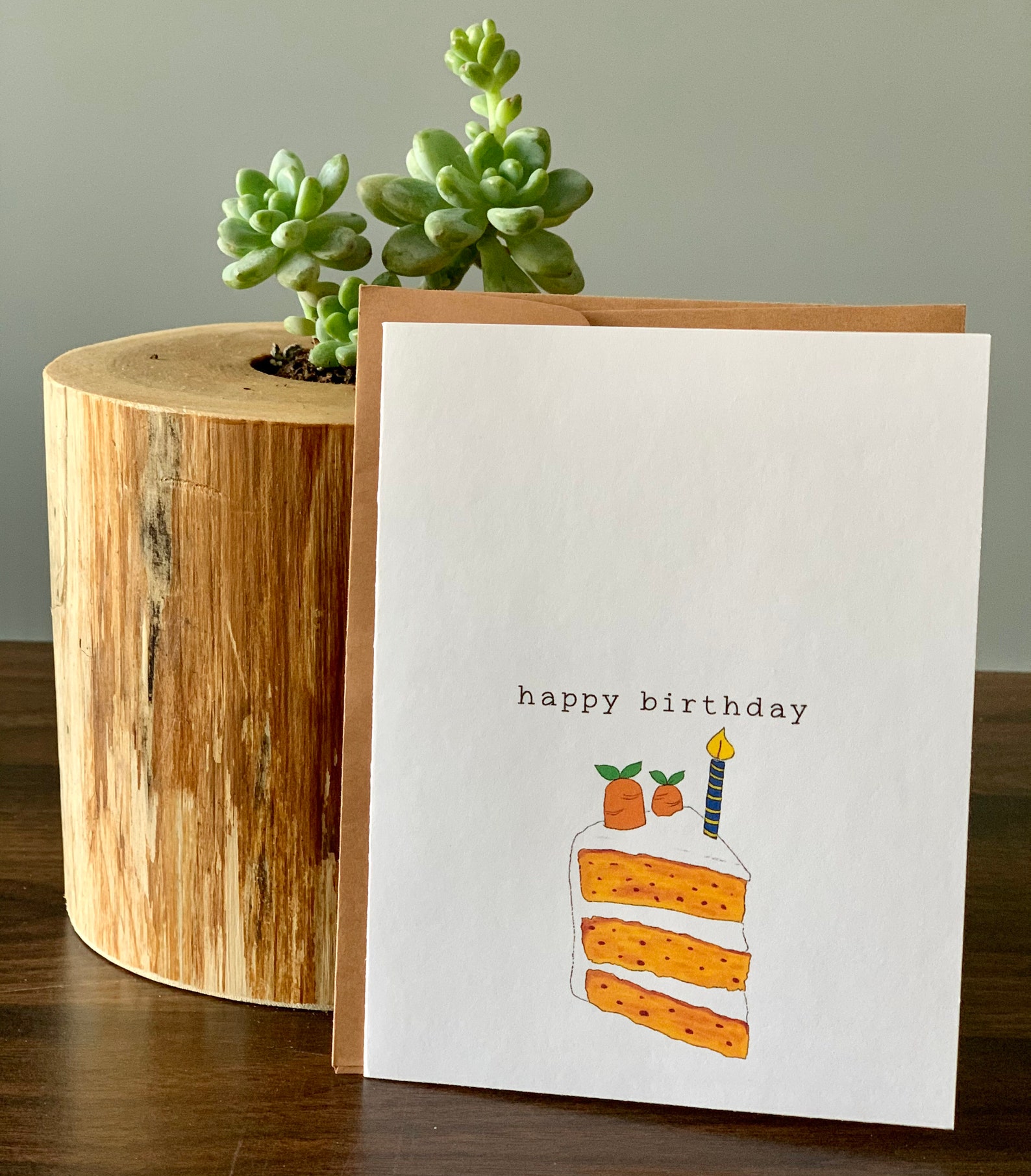 Carrot Cake Birthday Card// Simple Birthday Card// Minimalist - Etsy
