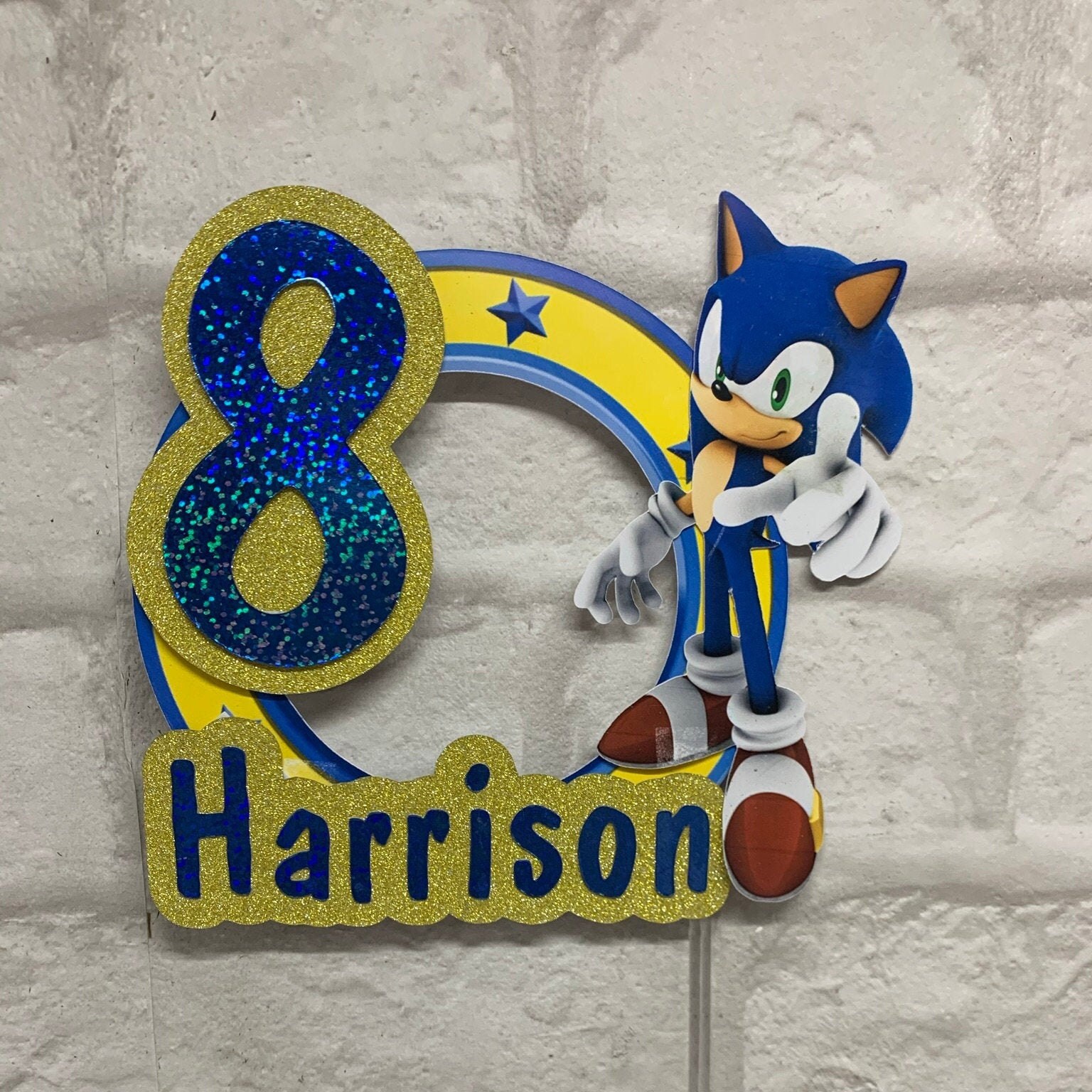 SONIC THE HEDGEHOG Cake Topper Personalised Any Name & Any Age | Etsy