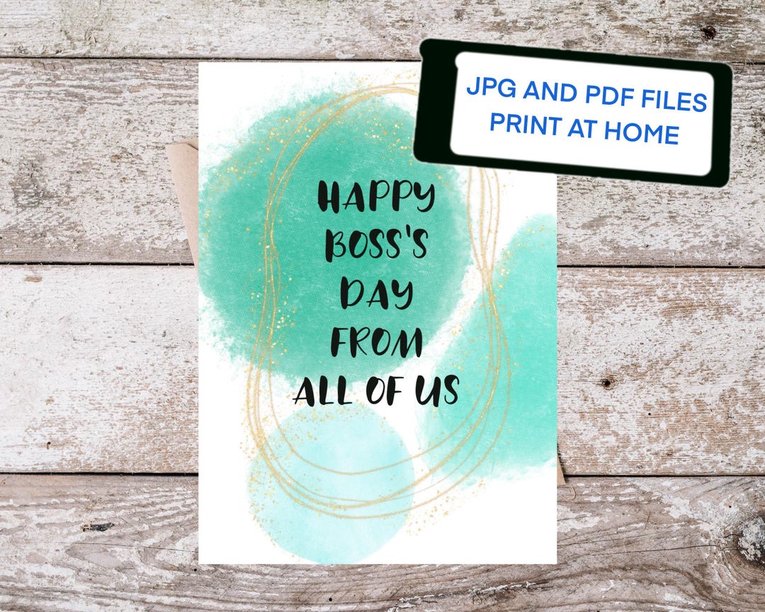 Printable Boss's Day Card: From Employee or Group, Digital Download - Etsy