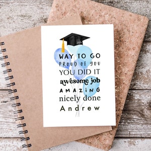 Custom Graduation Card Personalized With Name, Grandson Graduation ...