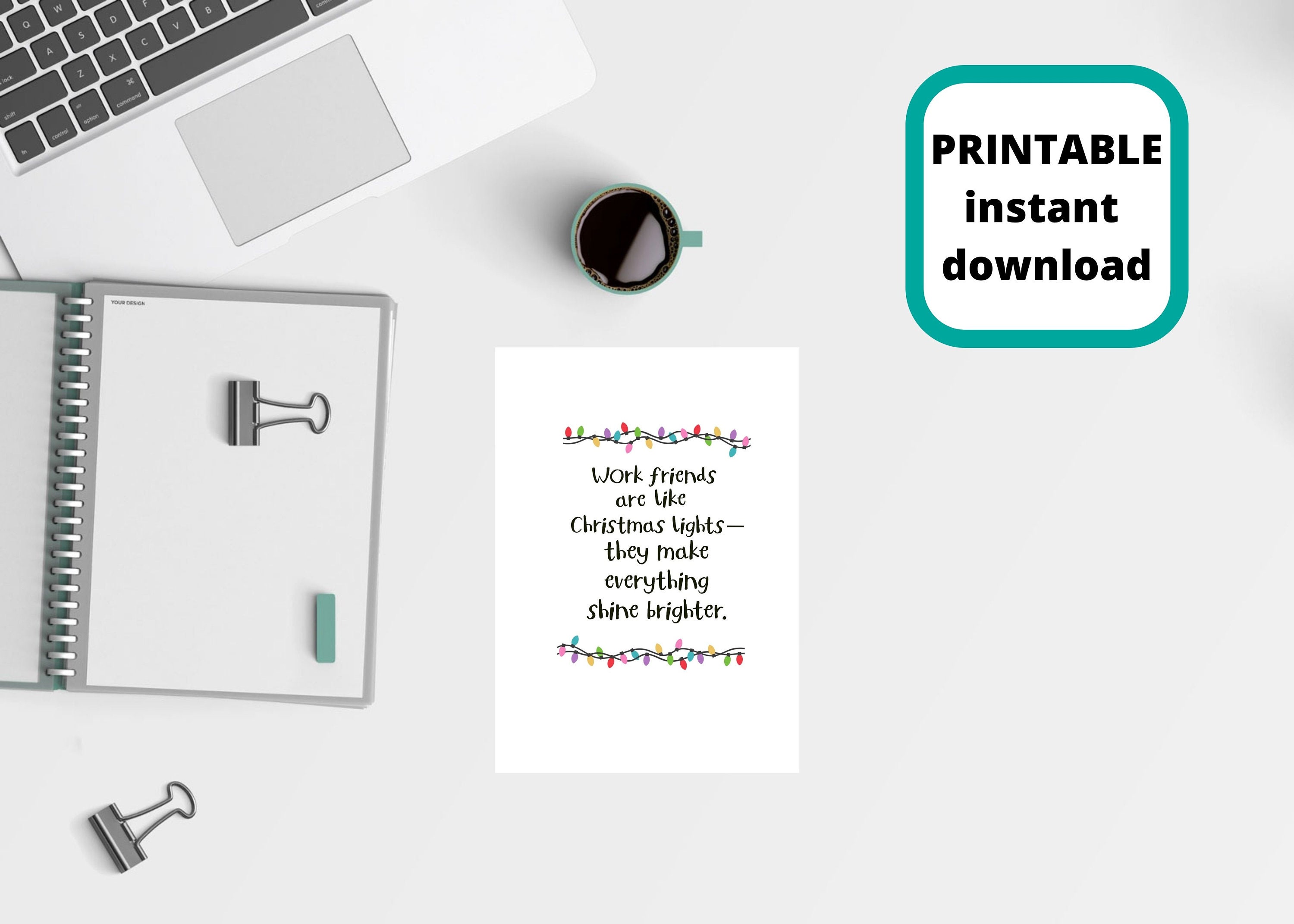 Printable Christmas Cards for Coworker Work Friend Gift - Etsy