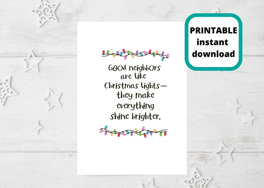 Printable Christmas Card for Neighbors: Holiday Lights (digital ...
