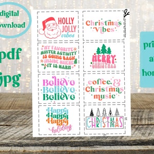 Retro Christmas Gift Tags Printable, Colorful Christmas Tag, DIY ...