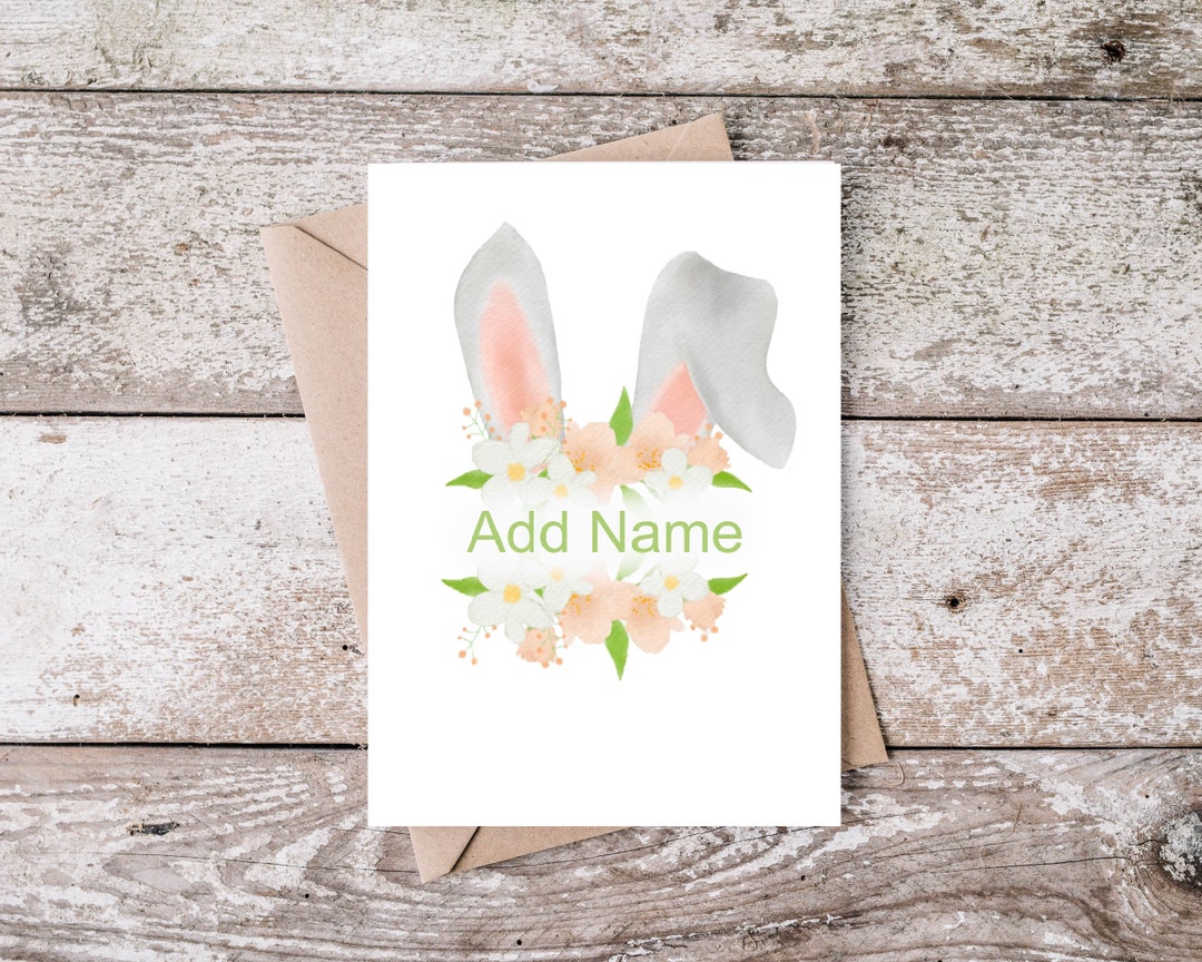 Personalized Baby Girl's First Easter Card: Watercolor Bunny - Etsy