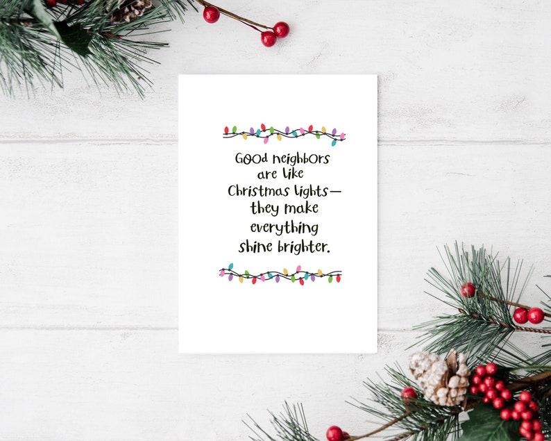 Printable Christmas Card for Neighbors: Holiday Lights (digital ...
