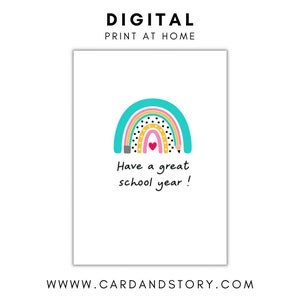 Back to School Card Printable, for Kids, for Teacher, Have a Great ...