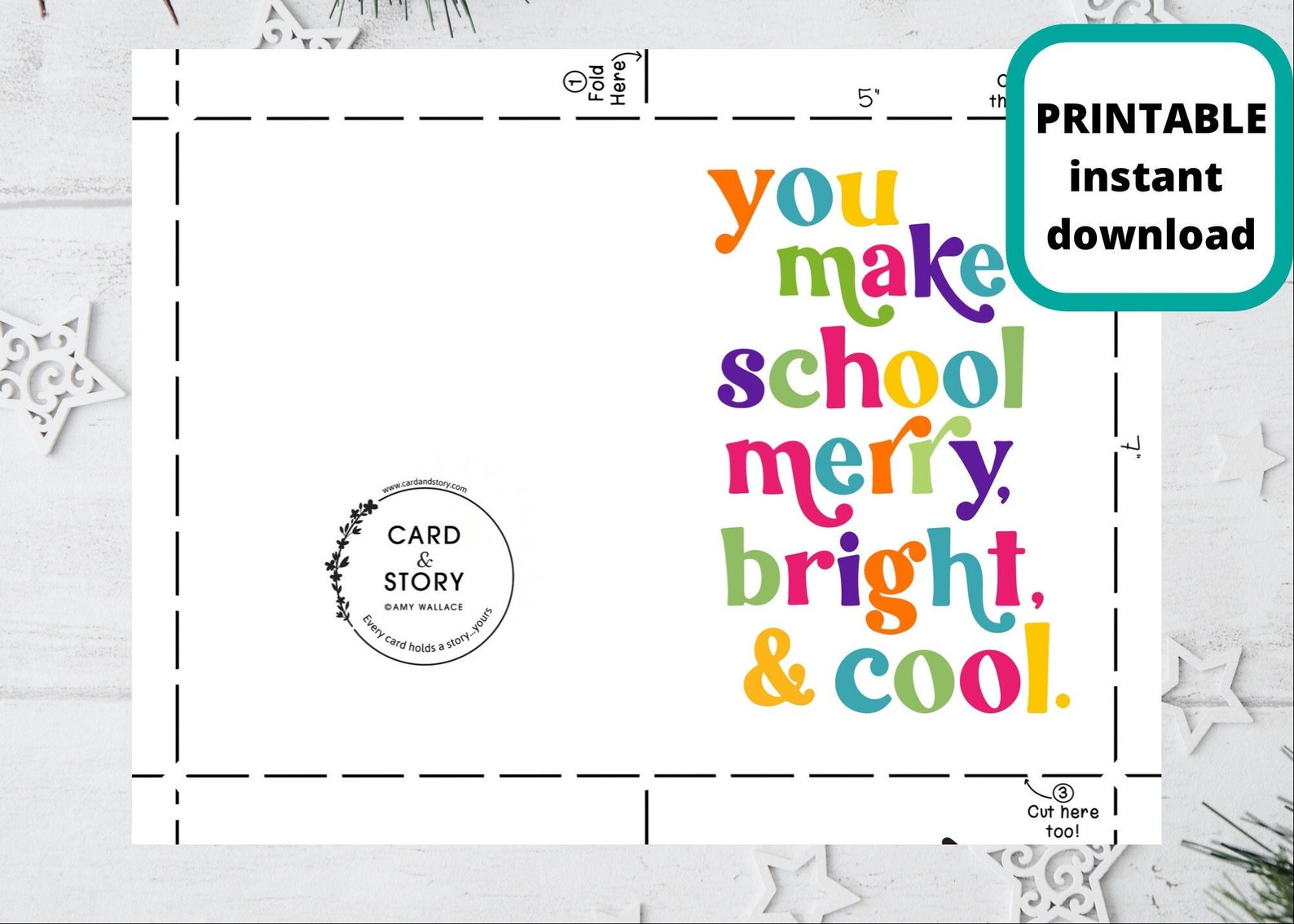 Printable Christmas Card for Teacher Instant Download - Etsy