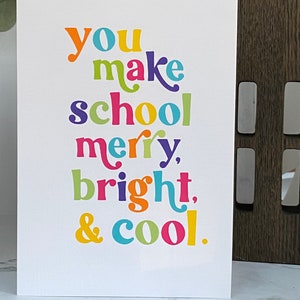 Printable Christmas Card for Teacher, Instant Download, Holiday Gift ...