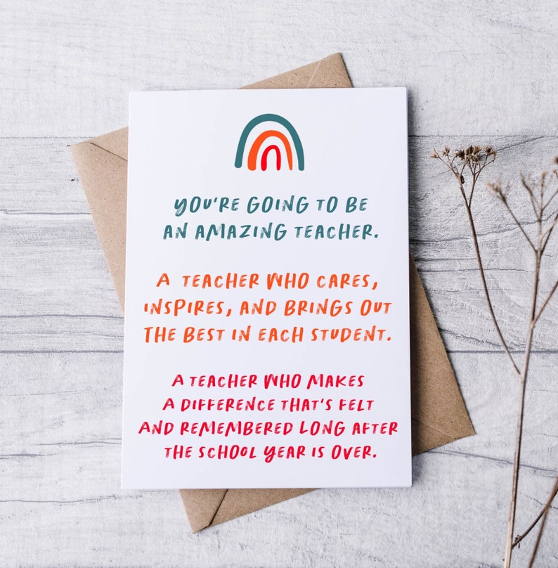 New Teacher Card, Graduation Gift, Education Major - Etsy