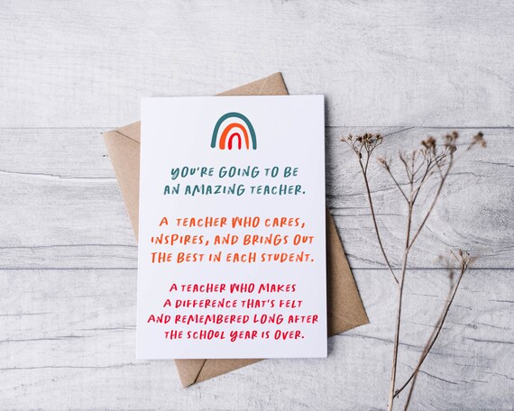 New Teacher Card First Year Teacher Graduation Gift for - Etsy