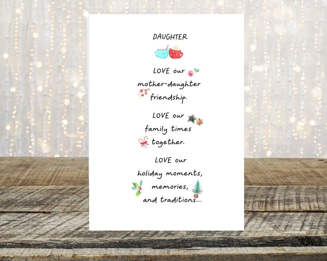 Christmas Card for Daughter, Daughter Xmas Card, Christmas Daughter ...
