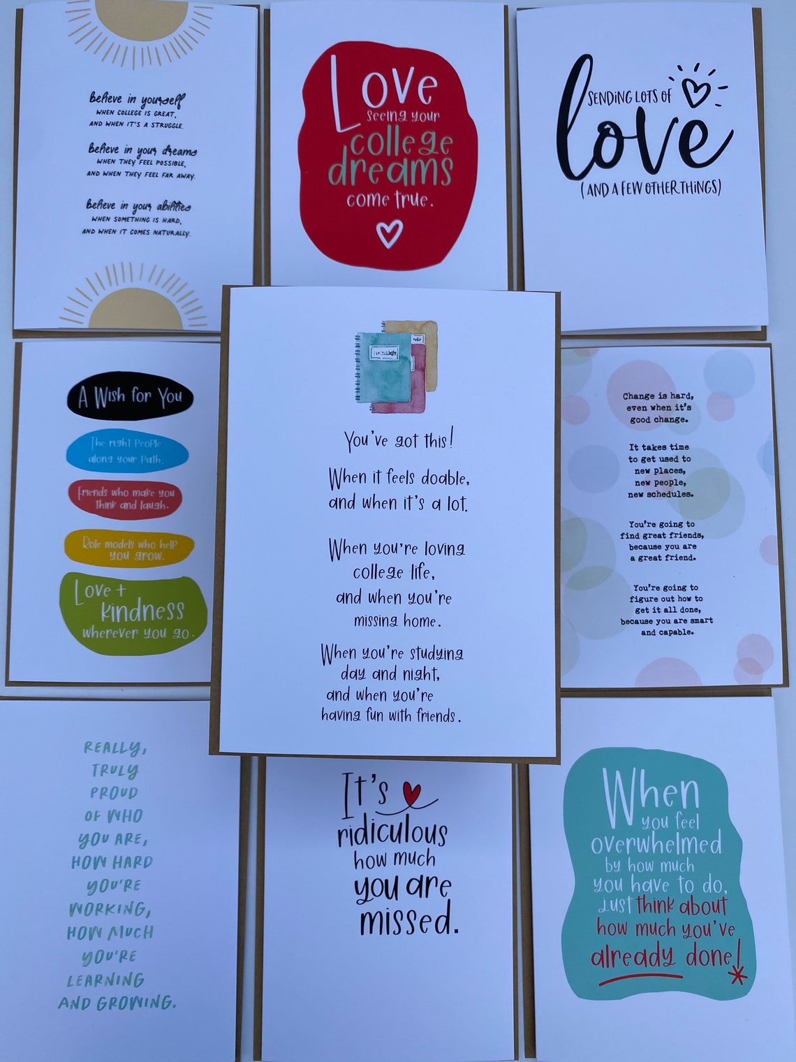 College Card Bundle 9 Cards for College Students Leaving for - Etsy