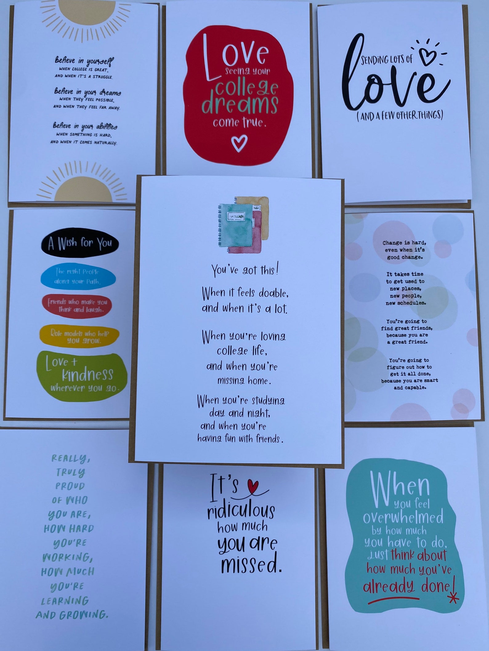 College Card Bundle 9 Cards for College Students Leaving for - Etsy