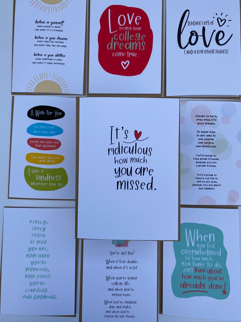 College Card Bundle 9 Cards for College Students Leaving for - Etsy