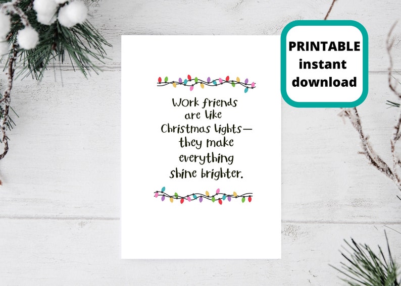 Printable Christmas Cards for Coworker Work Friend Gift - Etsy Hong Kong