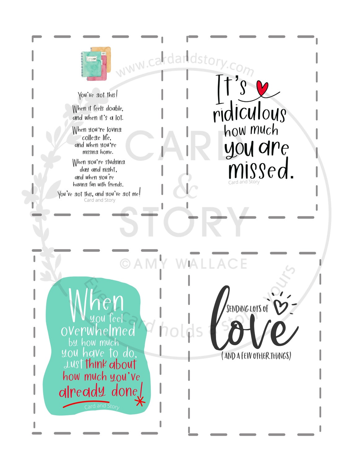 College Care Package Cards Printable College Encouragement - Etsy