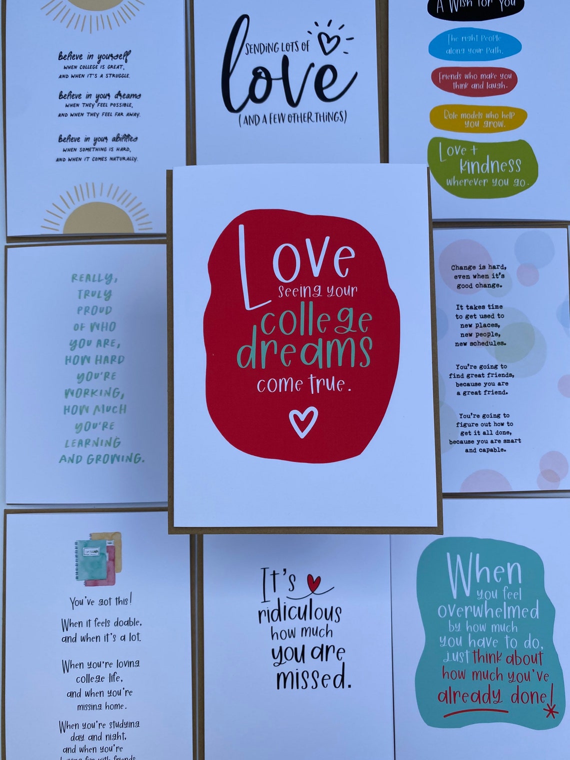 College Card Bundle 9 Cards for College Students Leaving for - Etsy