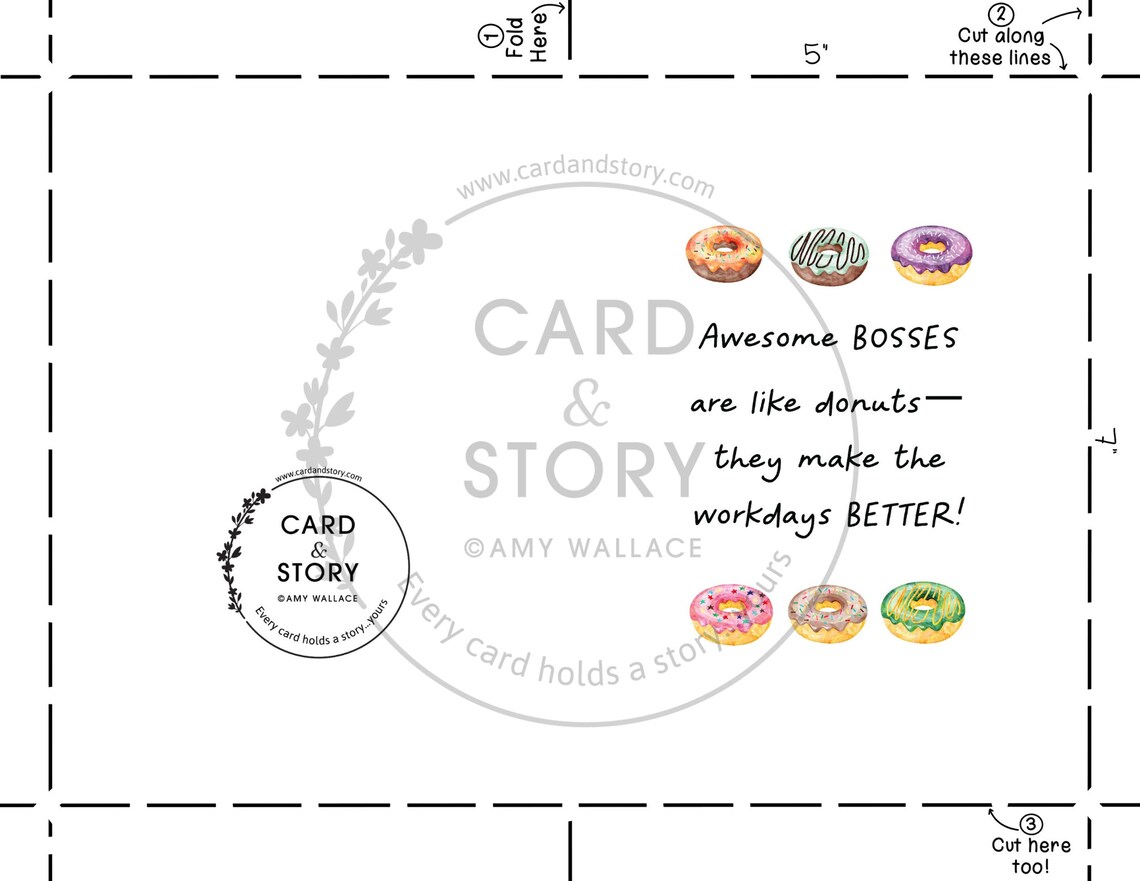 Boss's Day Card: Donut Theme, From Employee (digital Download) - Etsy