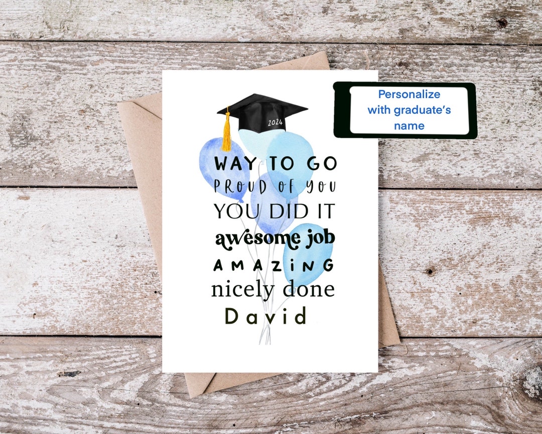 Custom Graduation Card Personalized With Name, Grandson Graduation ...