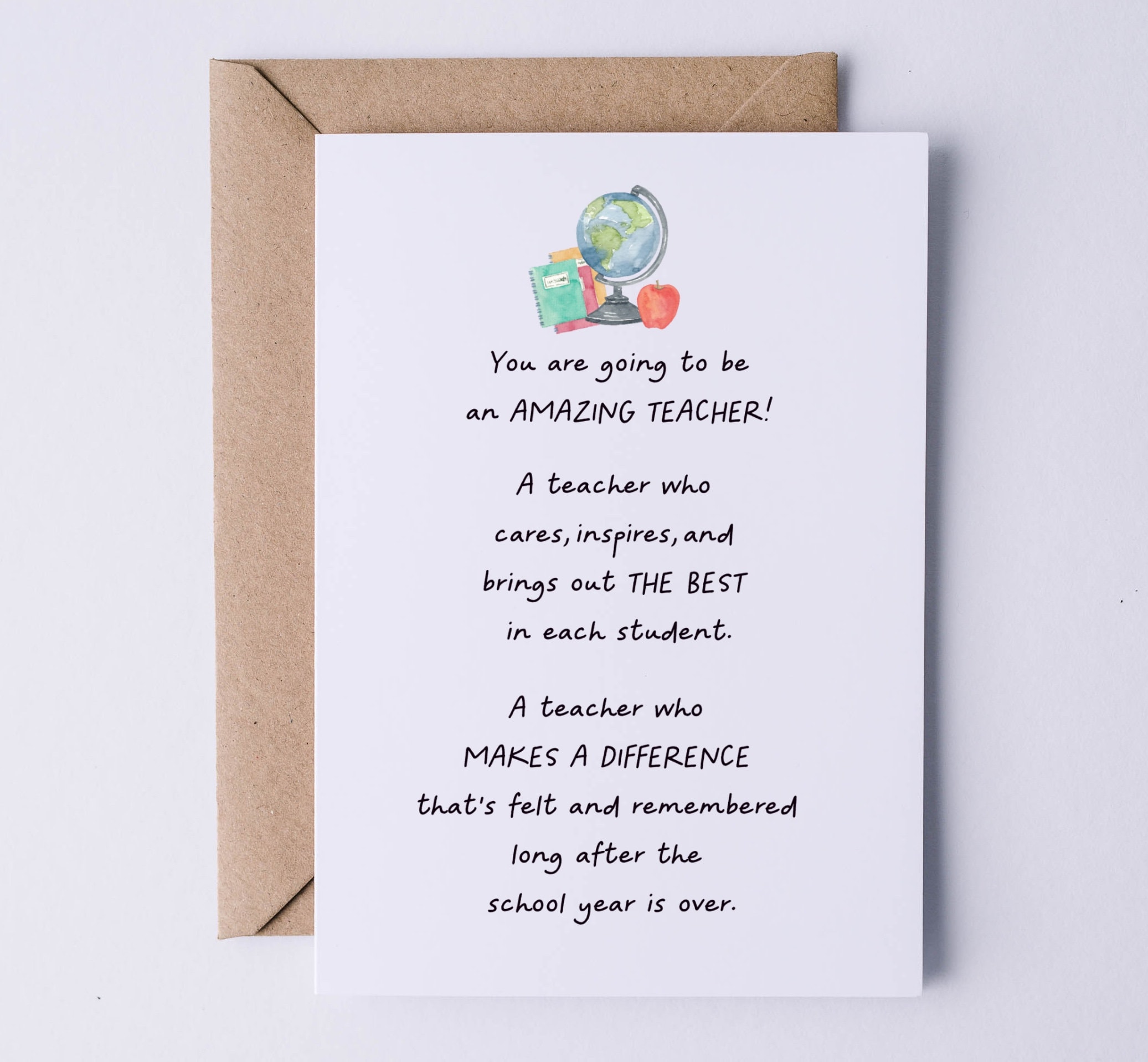 New Teacher Card, Graduation Gift, Education Major - Etsy