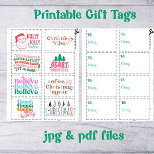 Retro Christmas Gift Tags Printable, Colorful Christmas Tag, DIY ...