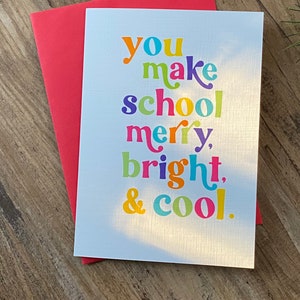 Printable Christmas Card for Teacher, Instant Download, Holiday Gift ...