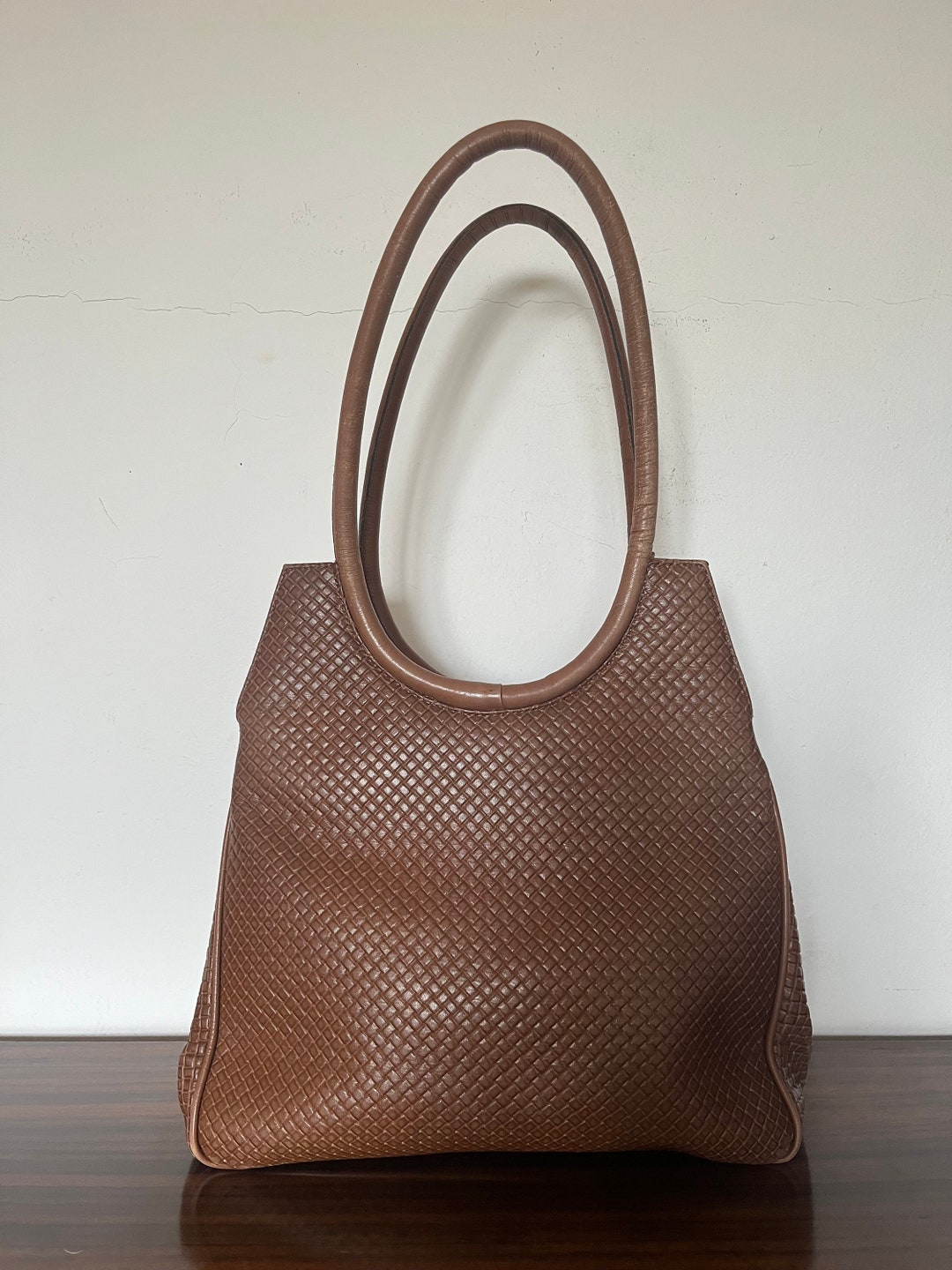 Vintage Bag Made in Spain linea Valentina, Brown Braided Bag, Short ...