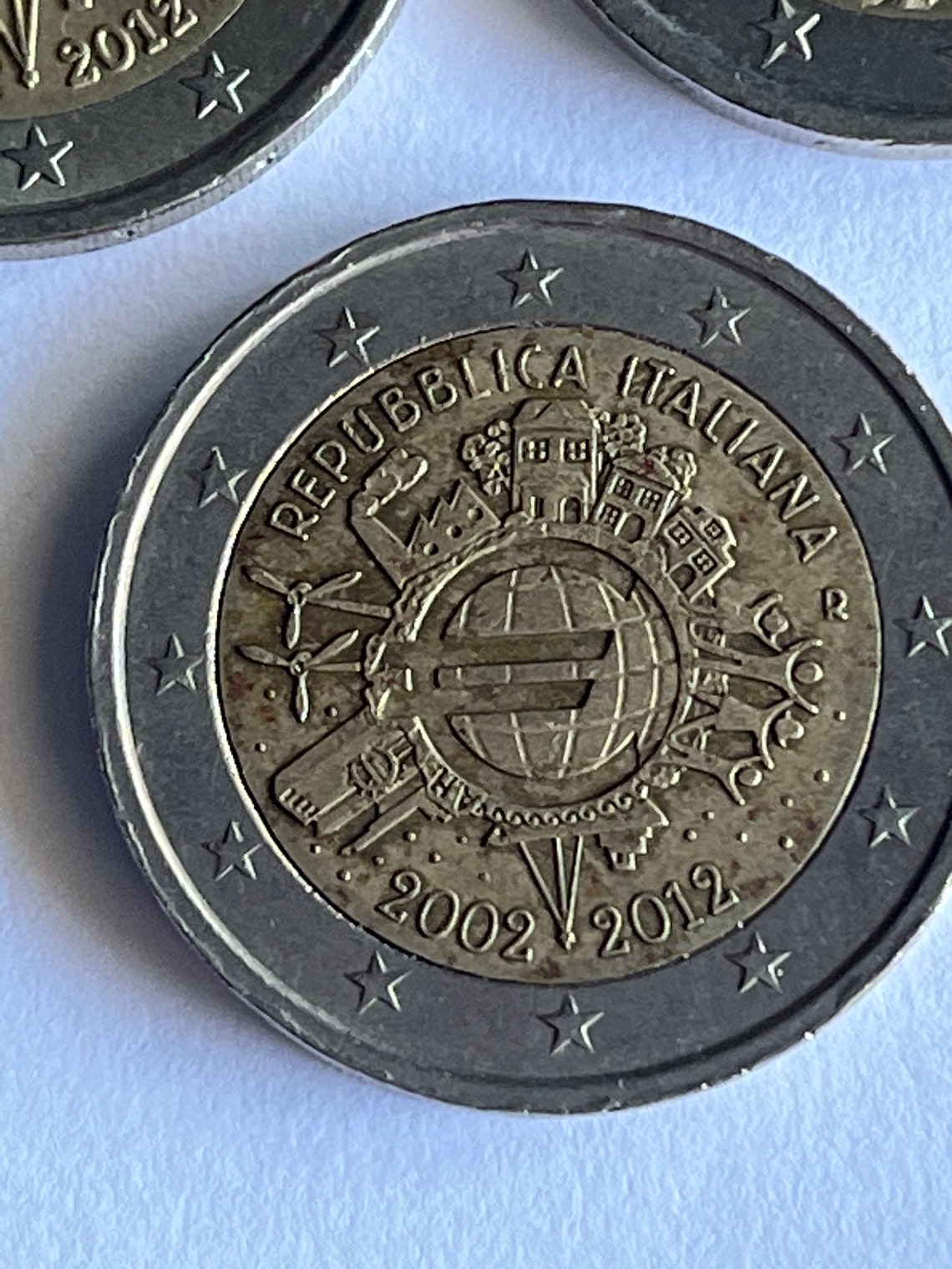 Lot X 3 2 Euro COINS 2002-2012- Commemorative of the 10th Anniversary ...