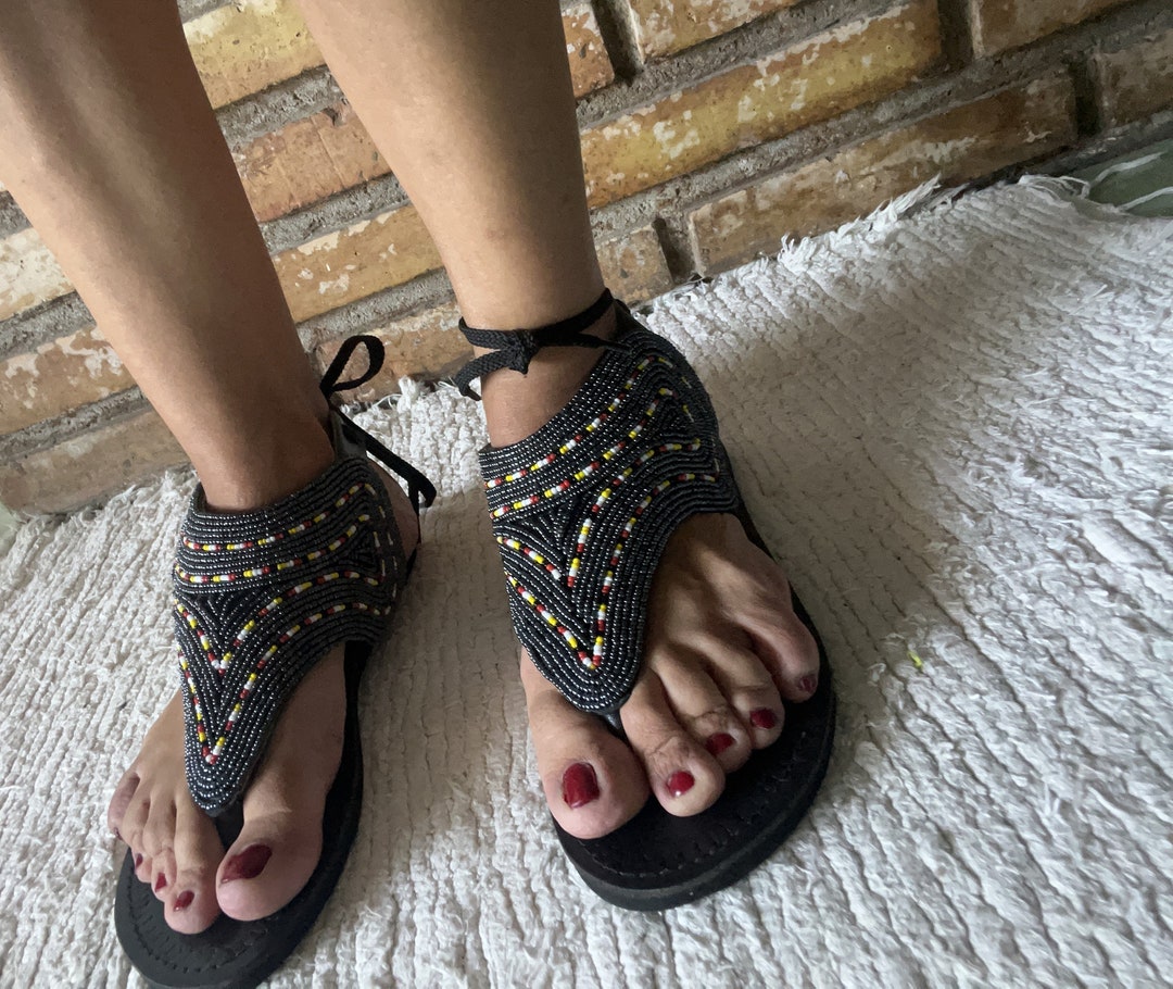 Ethnic Masai Sandals / African Sandals / Leather Sandals / Kenyan ...