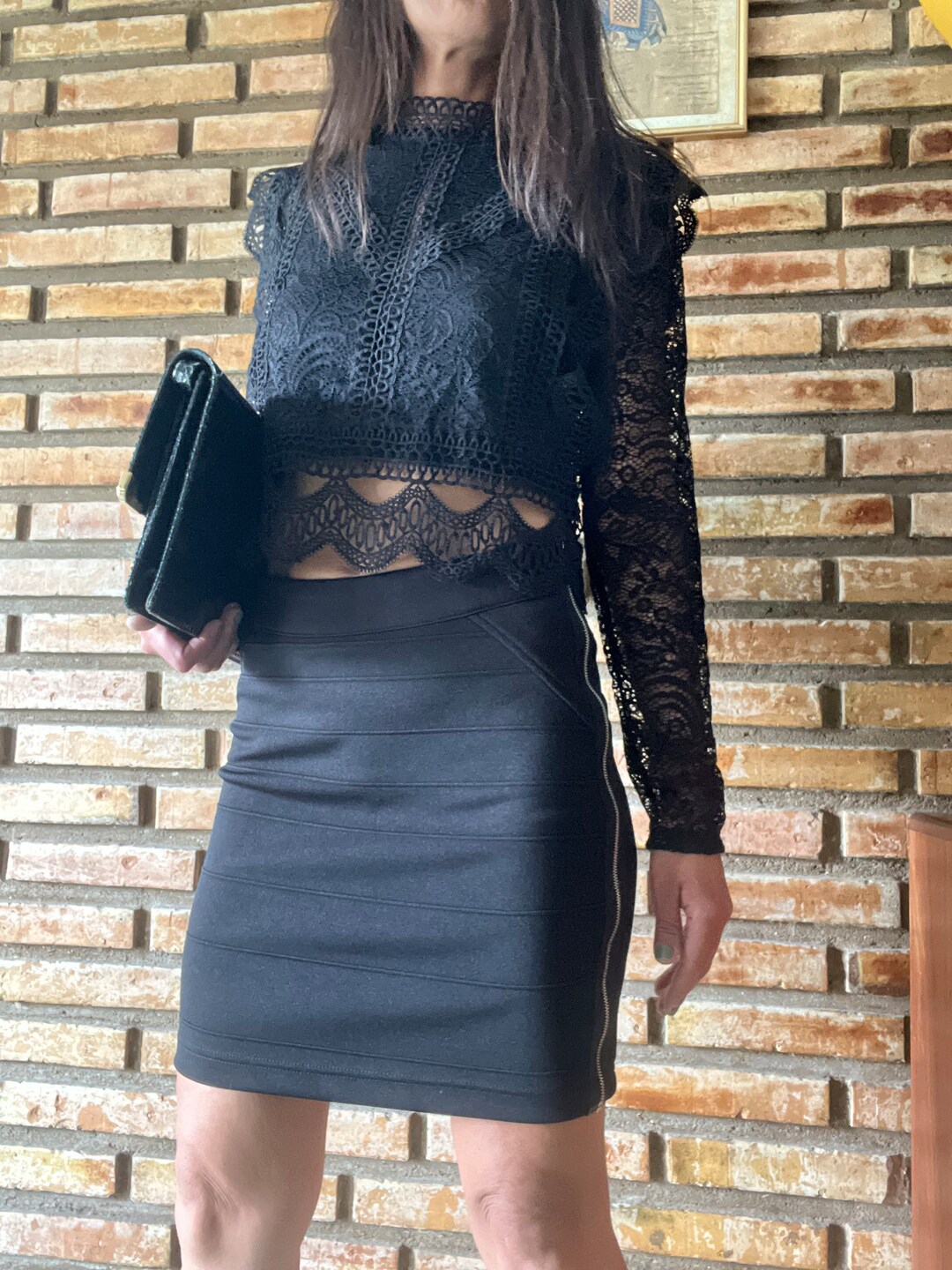 Black Mini Skirt YK2// Bodycon Skirt With Side Zipper// Stretchy Mini ...